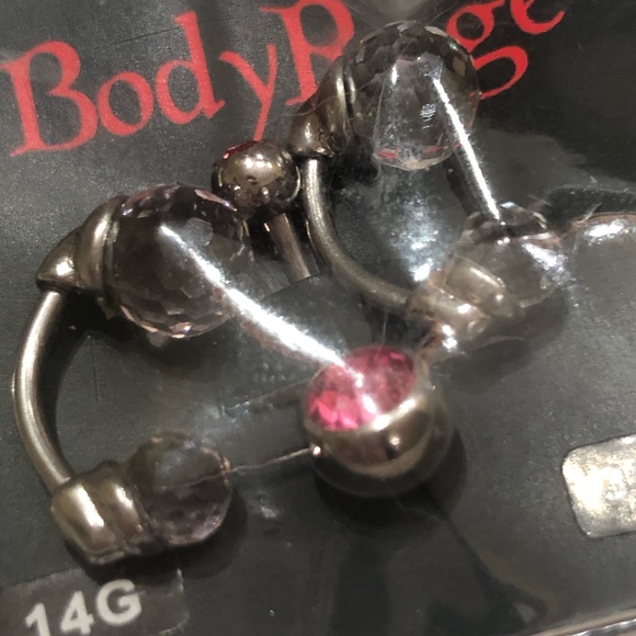 BodyRage | Jewelry | Set Of 3 Belly Button Navel Rings Crystal Gem Pink ...
